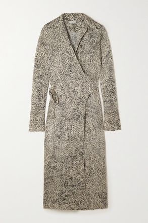 Dries Van Noten Midi-wickelkleid Aus Bedrucktem Satin - Wei&szlig;