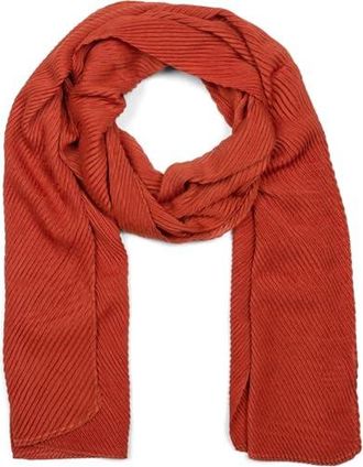 styleBREAKER Écharpe Femme Unie avec surface légèrement crêpée, tissu léger, plissé, plis plissés 01016107, couleur:Cognac