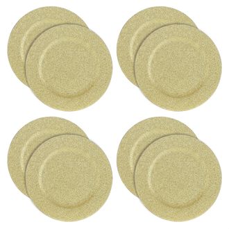 Com-Four 8x Platzteller - wiederverwendbare Unterteller als Tischdekoration - funkelnde Dekoteller f&uuml;r Hochzeit, Familienfeier oder Weihnachten - Charger &Oslash; 33 