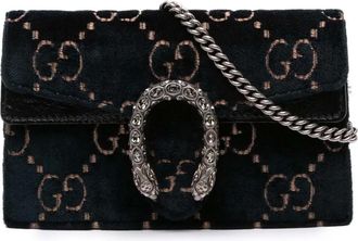 Gucci 2016-2025 mini Dionysus Umhängetasche aus Samt mit GG-Motiv - Blau