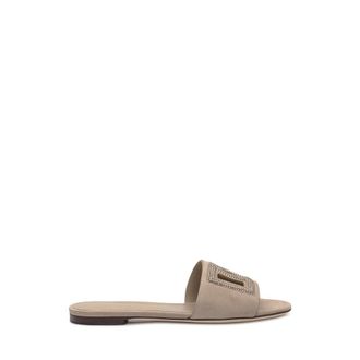 Dolce & Gabbana Femme, Chaussures, Brun, Taille: 38 1/2 EU Suede Slide Sandal
