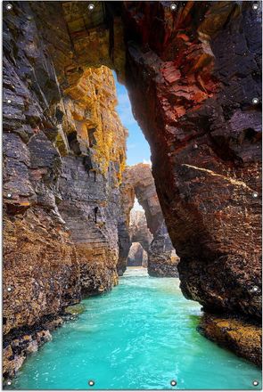 Wallario Outdoor-Poster f&uuml;r Garten oder Balkon Tor zum Ozean, Motivbanner Gr&ouml;&szlig;e: ca. 120 x 180 cm, Outdoor-Bild