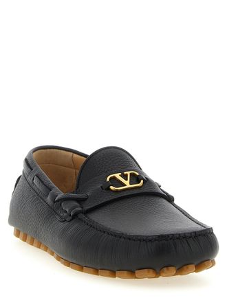 Valentino Garavani Mens Black Calfskin Slip-On Loafers