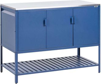 Beliani Outdoor-K&uuml;chenschrank MAENZA Metall Blau