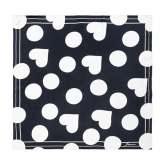 Jacquemus Femme, Accessoires, Bleu, Taille: ONE Size Coeur Printed Silk Scarf