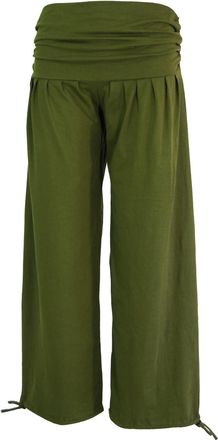 Guru Shop Goa Psytrance Hose, Sommerhose, Yogahose, Pluderhose - Olivgr&uuml;n, Damen, Baumwolle, Size:S