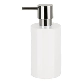 Spirella Distributeur de Savon Tube - avec Pompe en Acier Inoxydable - Distributeur de Savon Liquide - Porcelaine - 300 ML - Durable et Robuste - Blanc