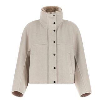 Brunello Cucinelli Femme, Vestes, Beige, Taille: 44 FR Veste en double tissu