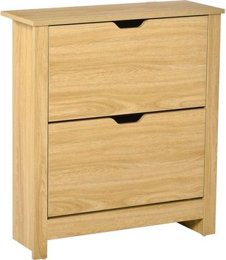 HOMCOM Homcom - Armoire à chaussures 2 portes abattantes 2 compartiments panneaux particules aspect bois