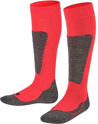 Falke Active Ski K Kh laine 1 paire, Chaussettes de ski Mixte enfant, Rouge Fire 8150, 23-26