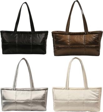 Generic Sac fourre-tout rembourr&eacute; en coton pour femme, grande capacit&eacute;, sac &agrave; main pour voyage, travail (noir)