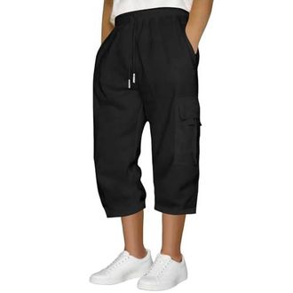 Generic Pantalon de jogging pour homme - Gris - Longueur 3/4 - Pantalon de loisirs baggy - Confortable - Pantalon de plage respirant - Pantalon de surv&ecirc;tement