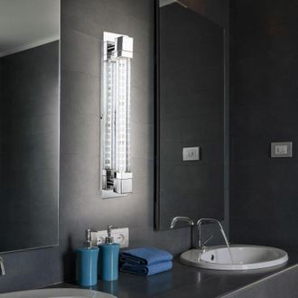 Globo Lighting LED Wandleuchte Flurlampe Glas Wandlampe chrom Schlafzimmerleuchte, 5,2W 547lm warmweiß, BxH 8 x 42 cm