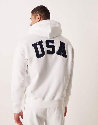 Polo Ralph Lauren Team USA - Unisex-Kapuzenpullover in Wei&szlig; mit Logo auf der Brust