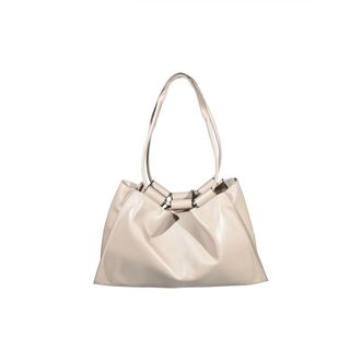 Giorgio Armani Femme, Sacs, Beige, Taille: ONE Size Sac bandouli&egrave;re en cuir &agrave; d&eacute;tails fronc&eacute;s