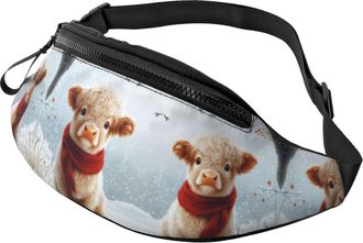 Generic Mit Rei&szlig;verschluss Brusttasche Niedlicher Highland-Rinderprint Waist Fanny Pack Brusttasche H&uuml;fttaschen F&uuml;r Outdoor Fitness Herren 14X35Cm