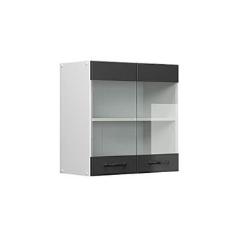 Vicco Meuble de Cuisine Haut vitr&eacute; R-Line, Anthracite Campagne/Blanc, 60 cm
