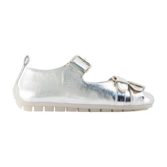 Simone Rocha Silber Glitzer Leder Ballerina Schuhe - - Shoes - Damen - Grau - 36 EU