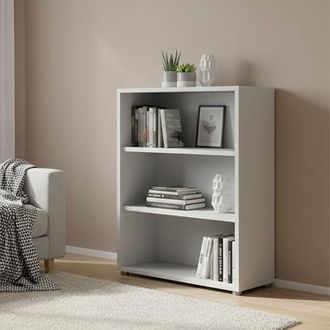 Dmora B&uuml;cherregal Sybille, B&uuml;roregal, Mobiler Buchhalter, B&uuml;cherbrett, 89x40 h113 cm, Wei&szlig;