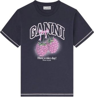 Ganni Femme, Tops, Bleu, Taille: 40 FR T-shirt