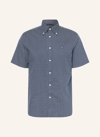 Tommy Hilfiger Kurzarm-Hemd Regular Fit Mit Leinen blau
