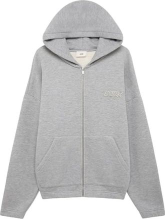 Autry Homme, Sweatshirts et sweats &agrave; capuche, Gris, Taille: L Sweat &agrave; capuche zipp&eacute; avec logo ton sur ton