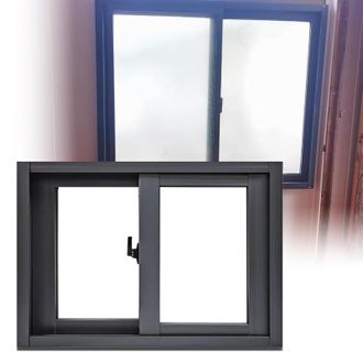 Generic Großes Schiebefenster für Schuppen mit Schloss und Schrauben, 94 x 56 cm (37 x 22 Zoll), schwarz, ideal für Schuppen, Badezimmer, Keller und Hühnerstä