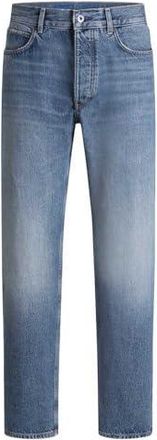 HUGO BOSS Hugo Jean Jonah Coupe Droite pour Homme en Denim de Coton délavé Bleu Moyen, Bleu Vif, 34W / 32L
