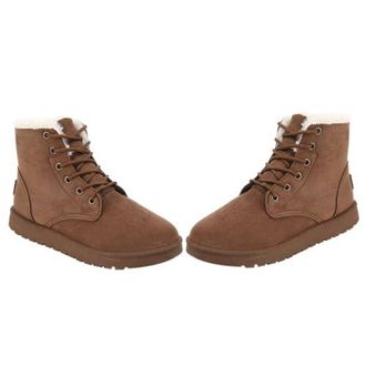 Minkissy Bottes Chaudes en Coton pour Femmes Bottines Courtes &agrave; Lacets Antid&eacute;rapantes Taille 36 Couleur Caf&eacute; Hiver Ext&eacute;rieur Chaussures Plates Confortables pou