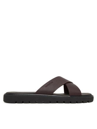 Calvin Klein Pantoletten Sq Molded Sandal Xcross Lth HM0HM02235 Braun