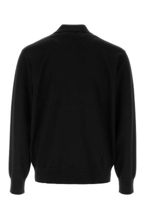Dries Van Noten Mens Black Wool Muano Sweater Exterior: Merino Maglie