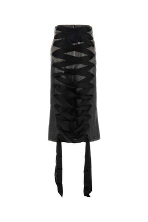 Balenciaga Womens Black Denim Skirt Dark Grey Exterior: Cotton Gonne