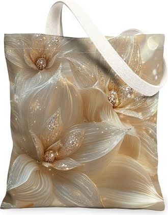 Generic Sac fourre-tout en toile de printemps Hosta pour faire du shopping, 33 x 38,1 cm, style 3D de luxe, sac d&eacute;picerie r&eacute;utilisable, sac d&eacute;picerie pour fem