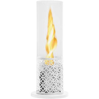 Dmora Bioethanol-Kamin Alme, &Ouml;kologischer Kamin, Rauchfreies Feuer, Heizung mit Ethanol, Made in Italy, 20x20 h50 cm, Wei&szlig; - Dmora