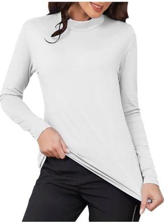 Generic Haut thermique pour femme - Pull thermique pour femme - Couleur unie - Décontracté - Élastique - Haut chaud à manches longues - Col roulé - Legging do