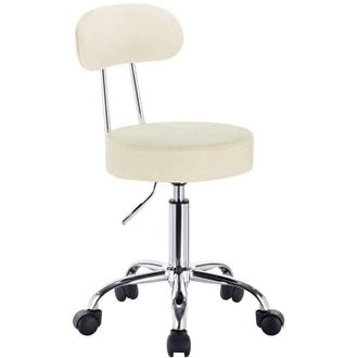 Woltu 1 Stück Arbeitshocker Drehhocker Rollhocker Drehstuhl Hocker Bürostuhl mit Lehne höhenverstellbar Cremeweiß - Woltu