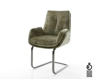 DELIFE Freischwinger Clea-Flex Chenille Olive Freischwinger flach Graphit, Esszimmerst&uuml;hle
