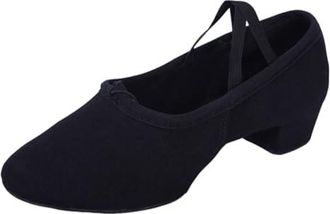 Garneck Chaussures de Danse Ballet pour Femme avec Talon Bas Semelle Souple Antid&eacute;rapante L&eacute;g&egrave;res et Durables pour Yoga Ballet et Performances Noir