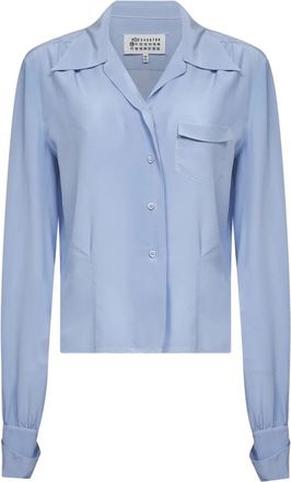 Maison Margiela Femme, Blouses et Chemises, Bleu, Taille: 38 FR Chemise en soie &agrave; manches longues