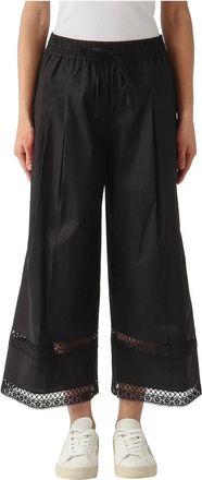 Twinset Femme, Pantalons, Noir, Taille: 40 FR Lace Trim Pantalons