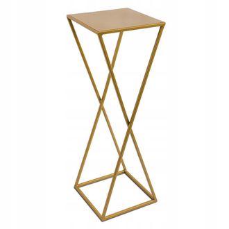 HowHomely Blumenst&auml;nder Metall Gold 70 cm Hoch - Solider und Robuster Blumenhocker Metall - Pflanzenst&auml;nder mit Geometrischem Design f&uuml;r die Dekoration in Wohnz