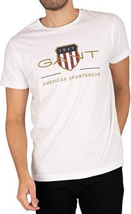 GANT REG SS Shirt &Agrave; Manches Courtes Shield Regular, White, M Homme