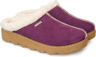 Rohde Huggys No65 Clogs Damen Hausschuhe Pantolette Leder gef&uuml;ttert 6125 lila, Schuhgr&ouml;&szlig;e:37 EU