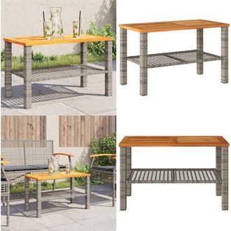 vidaXL Vidaxl - Gartentisch Grau 70x38x42 cm Poly Rattan Akazienholz - Gartentisch - Esstisch - Terrassenm&ouml;bel - Gartenm&ouml;bel - Rattan Tisch - Home & Living