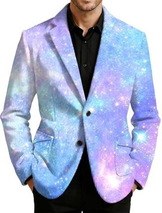 Generico Galaxy Veste de costume pour homme Coupe slim Imprim&eacute; 3D Galaxie Graphique Galaxie Univers &Eacute;toile Espace F&ecirc;te Blazer de remise des dipl&ocirc;mes, G Violet,