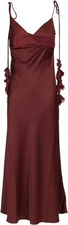 Self Portrait Robe Au Genou - Rouge Brun