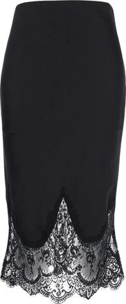 Norma Kamali Femme, Jupes, Noir, Taille: 42 FR Jupe mi-longue &agrave; biais avec dentelle