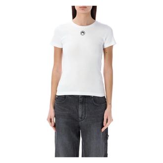 Marine Serre Wei&szlig;es Geripptes T-Shirt Rundhalsausschnitt Kurzarm - - Tops - Damen - Wei&szlig; - S