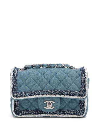 Chanel sac porté épaule matelassé en jean (2018) - Bleu