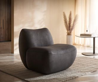 DELIFE Loungesessel Zena 75x85 cm Mikrofaser Anthrazit Vintage, Cocktailsessel